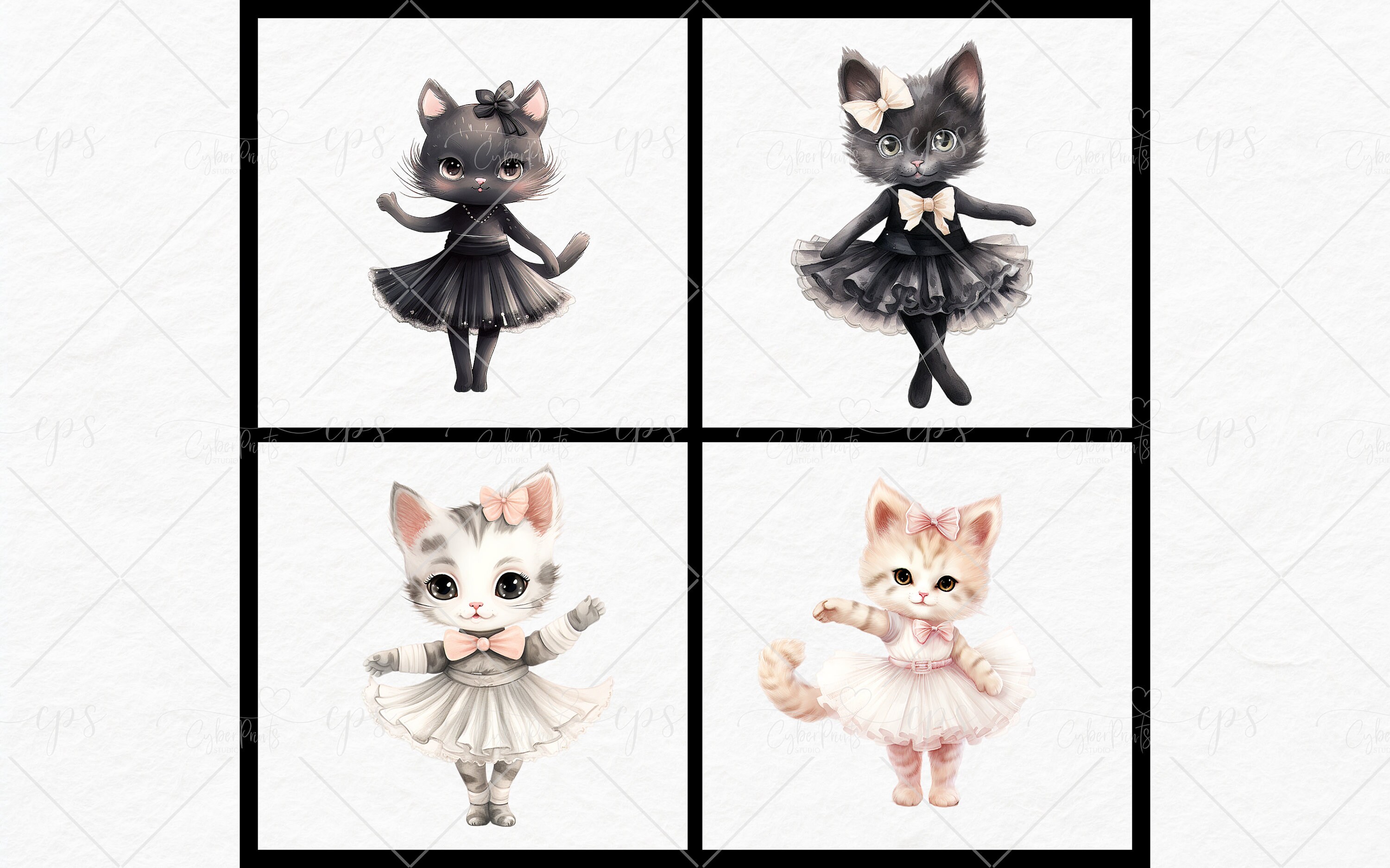 Dancing Kittens Watercolor Clipart Png, Kitten Png,cute Kitten Png ...