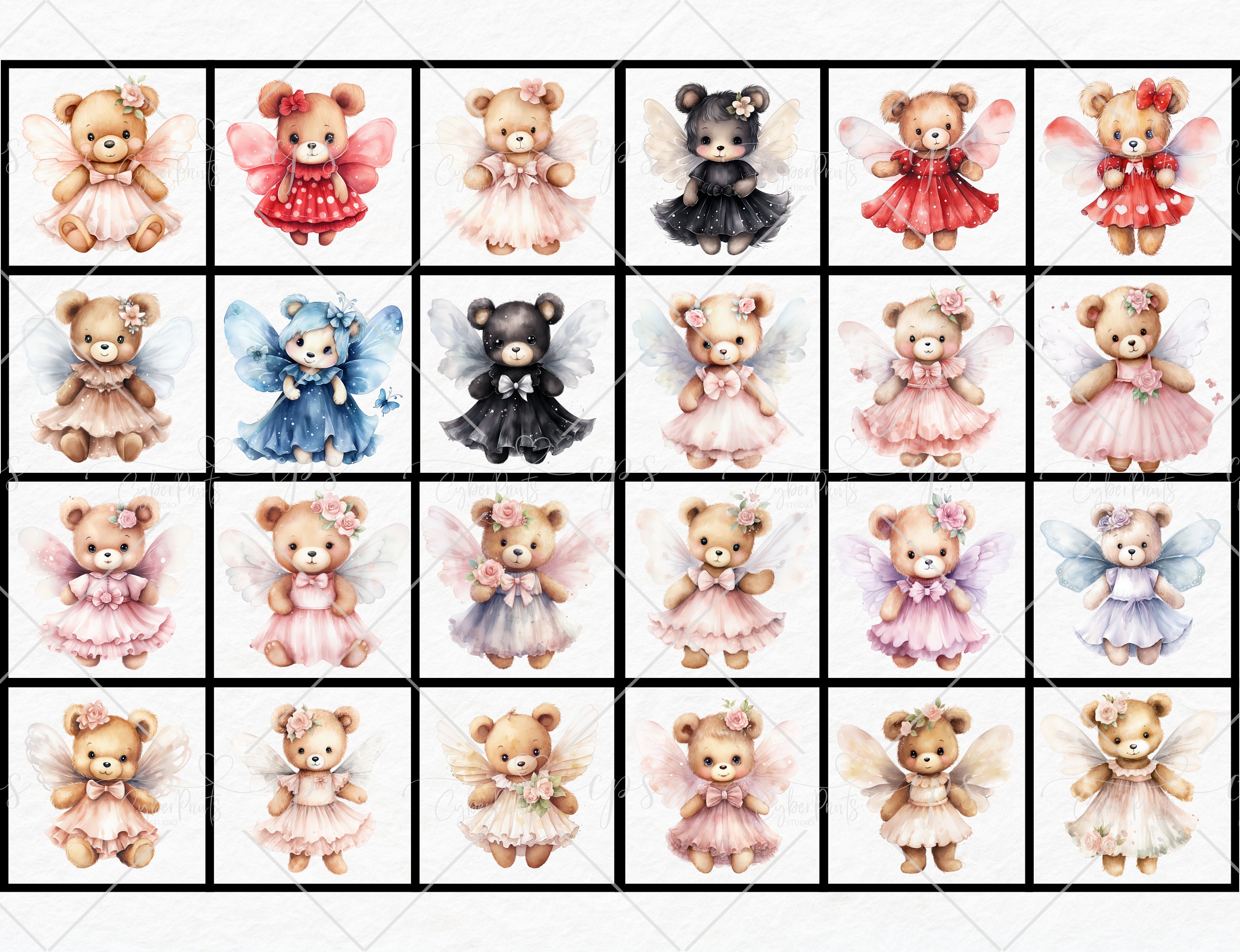 Watercolor Fairy Teddy Bear, Teddy With Wings, Fantasy Teddybear, Bear ...