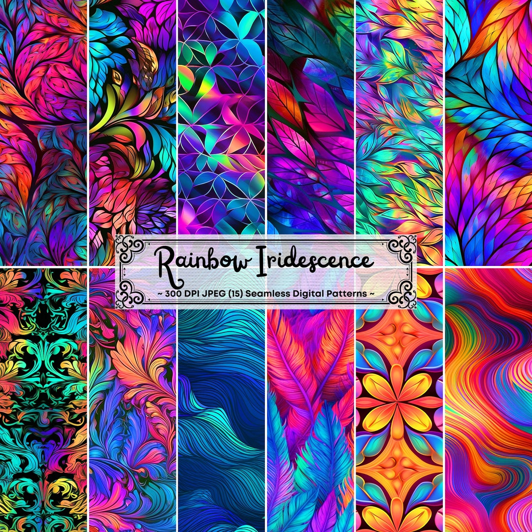 Iridescent Rainbow Digital Paper, Iridescent Seamless Design, Instant ...