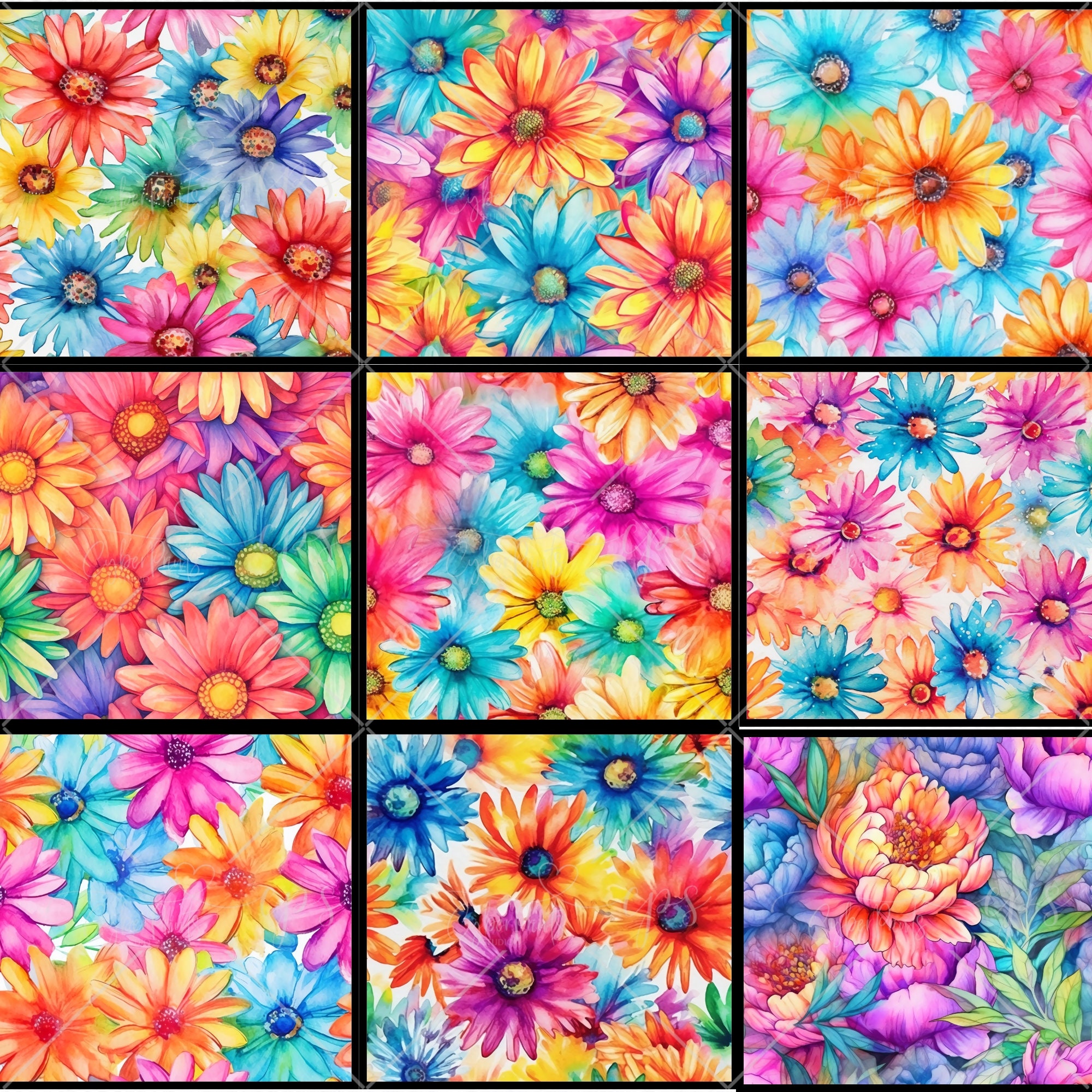 Flowers Digital Paper, Daisy Seamless Pattern, Floral Prints, Flowers ...