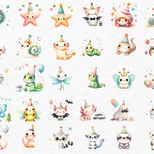 Cute Birthday Animals Clipart Bundle, Baby Animals With Birthday ...