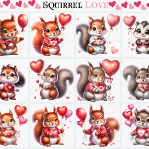 Valentine Squirrel Clipart Bundle - Sublimation Bundle for Valentines ...