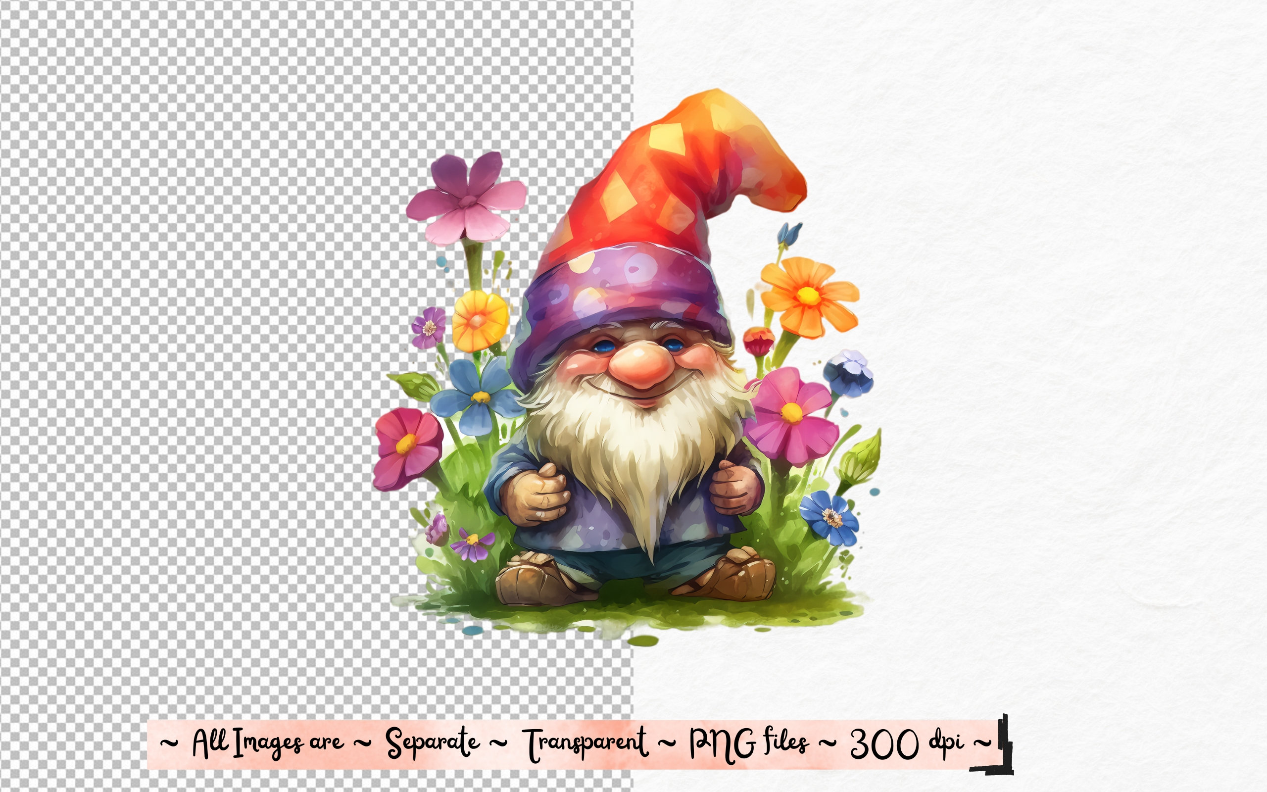 Watercolor Garden Gnomes - Fantasy Floral Spring Clip Art Graphics in ...