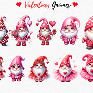 Valentine Gnomes Holiday Clipart, Love, Hearts, Cute Whimsical, Fantasy ...