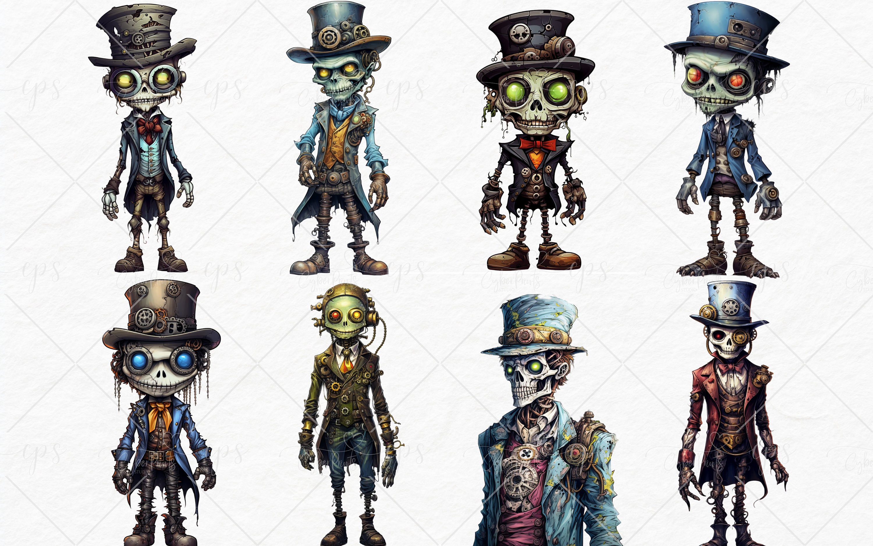 Steampunk Zombie Clipart, PNG Steampunk Printables, Junk Journal ...