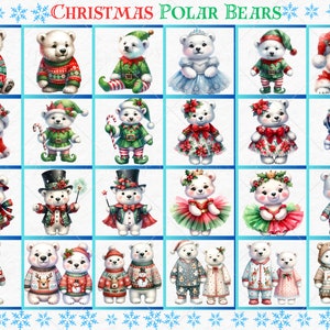 Christmas Polar Bears Clipart - Cute Baby Animals in Outfits, Xmas ...
