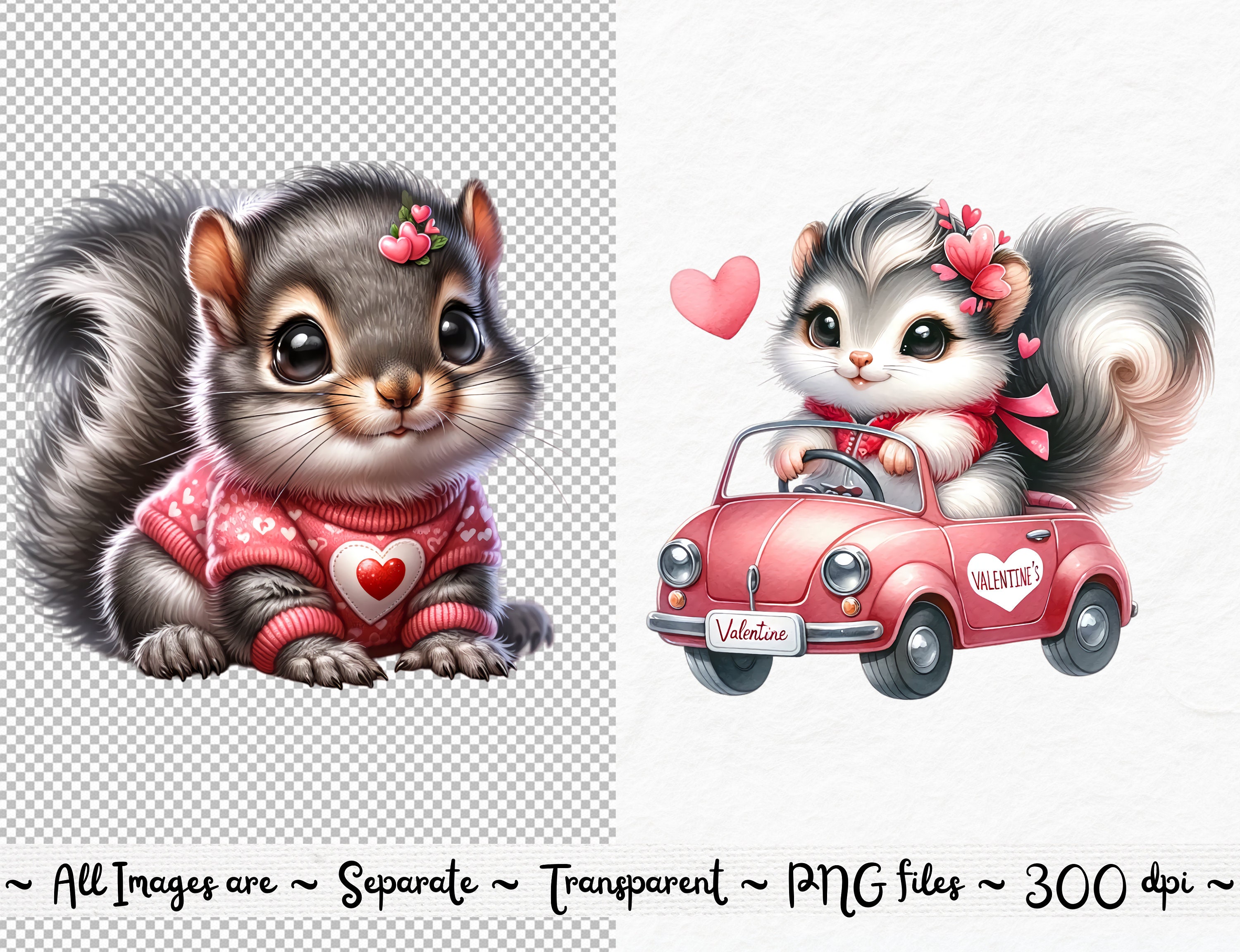 Valentine Squirrel Clipart Bundle - Sublimation Bundle for Valentines ...