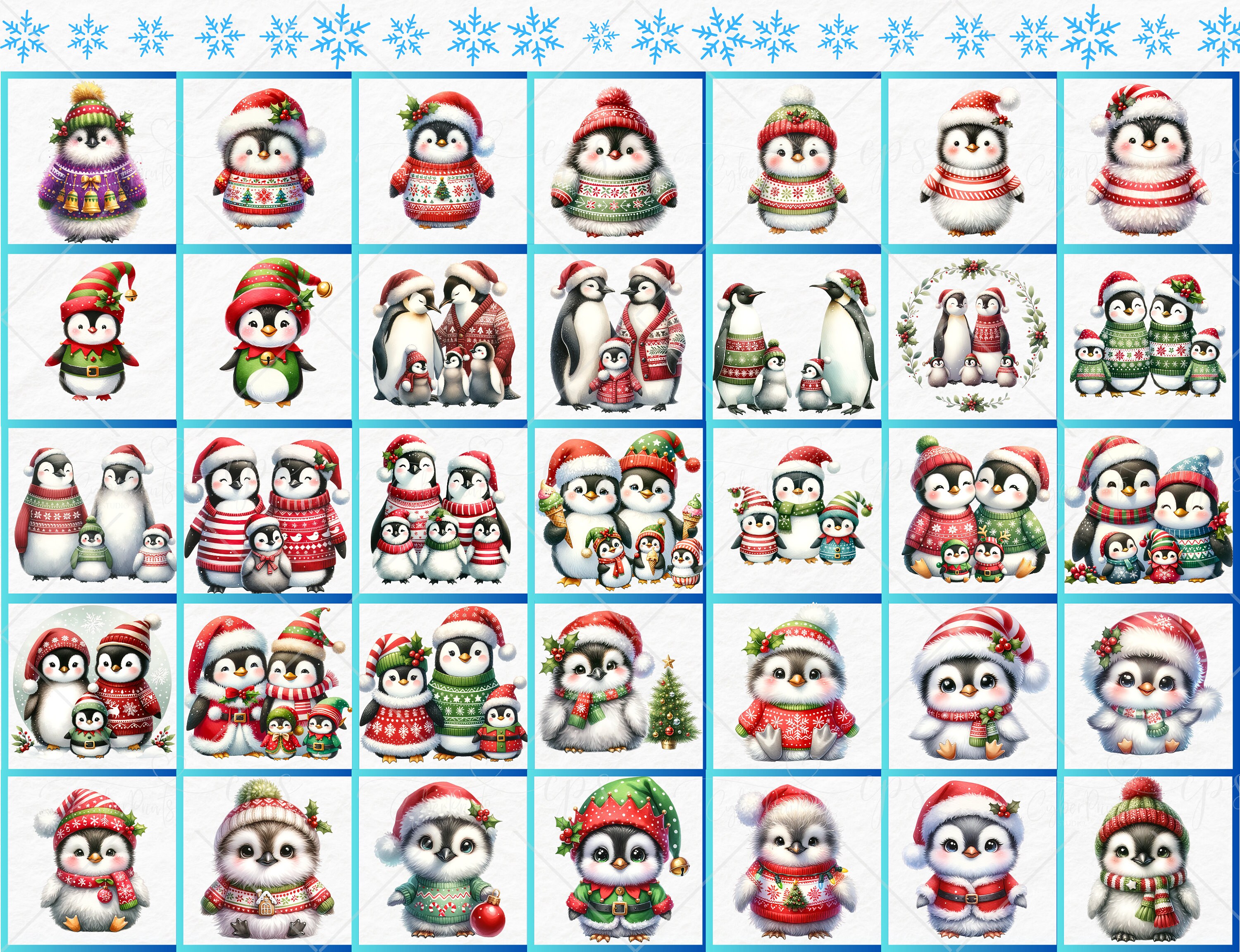 212 Cute Christmas Baby Penguin Clipart Bundle, Christmas Winter ...