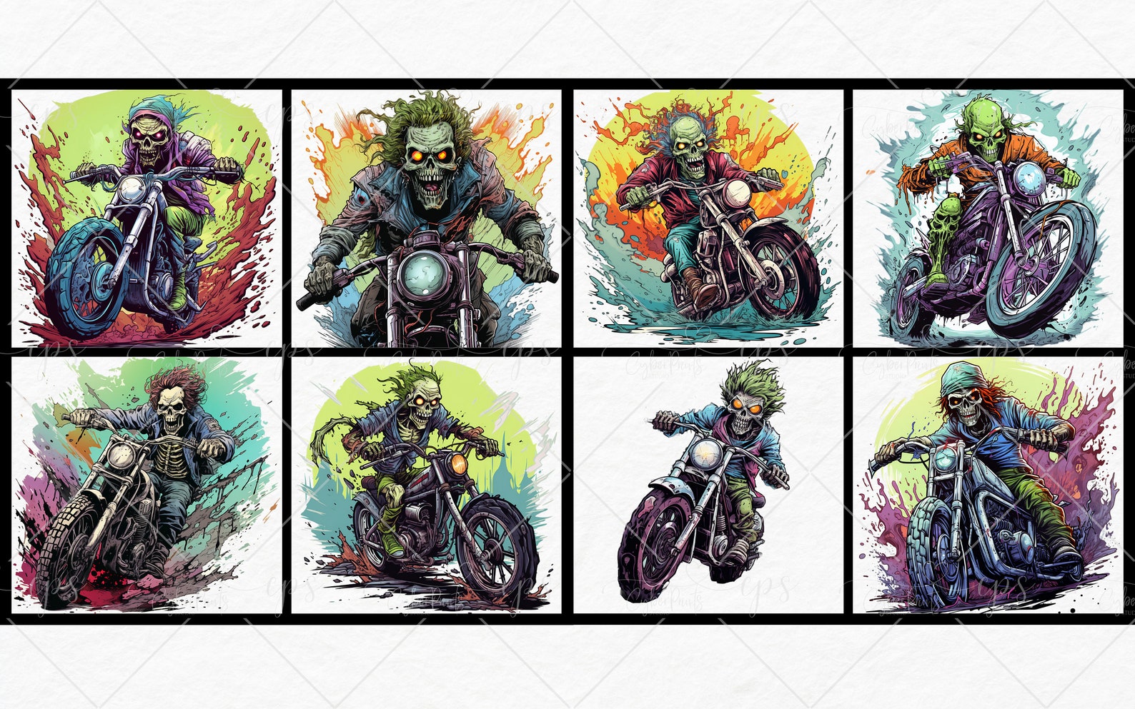 Undead Bikers Clipart, PNG Zombie Printables, Gothic Zombies, Zombie ...