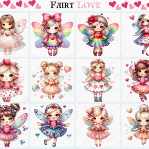 Valentines Day Fairy PNG Clipart Bundle, Watercolor Sublimation ...