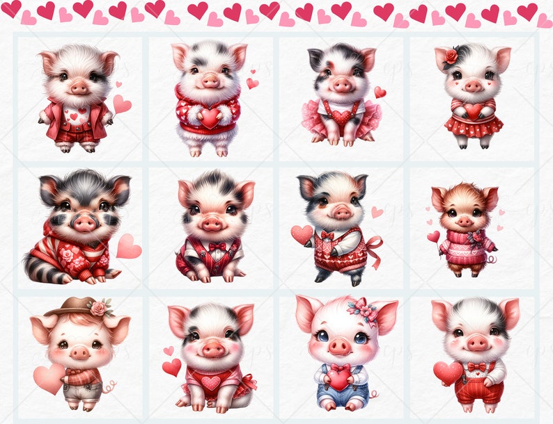 Watercolor Pig Love Clipart Piglet Clipart Pig Sublimation Designs PNG ...