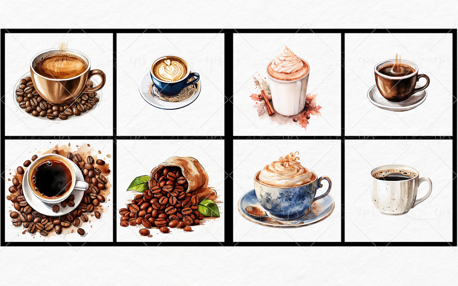 Watercolor Coffee Clip Art Coffee Cup Clipart Bundle Coffee - Etsy