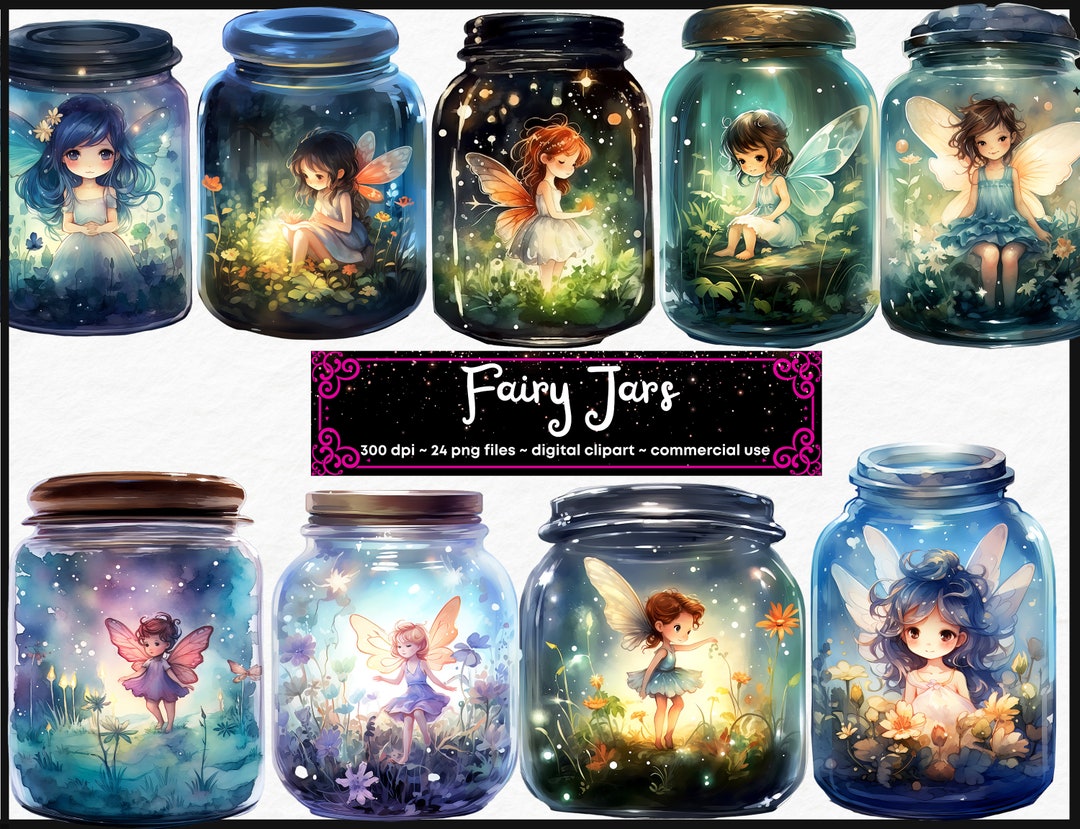 Watercolor Magical Fairy Jars Clipart, Fantasy Clipart, Fairytale ...