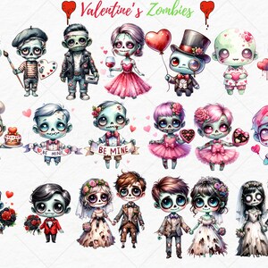 Valentine's Day Zombie Love Clipart, PNG Zombie Printables, Junk ...