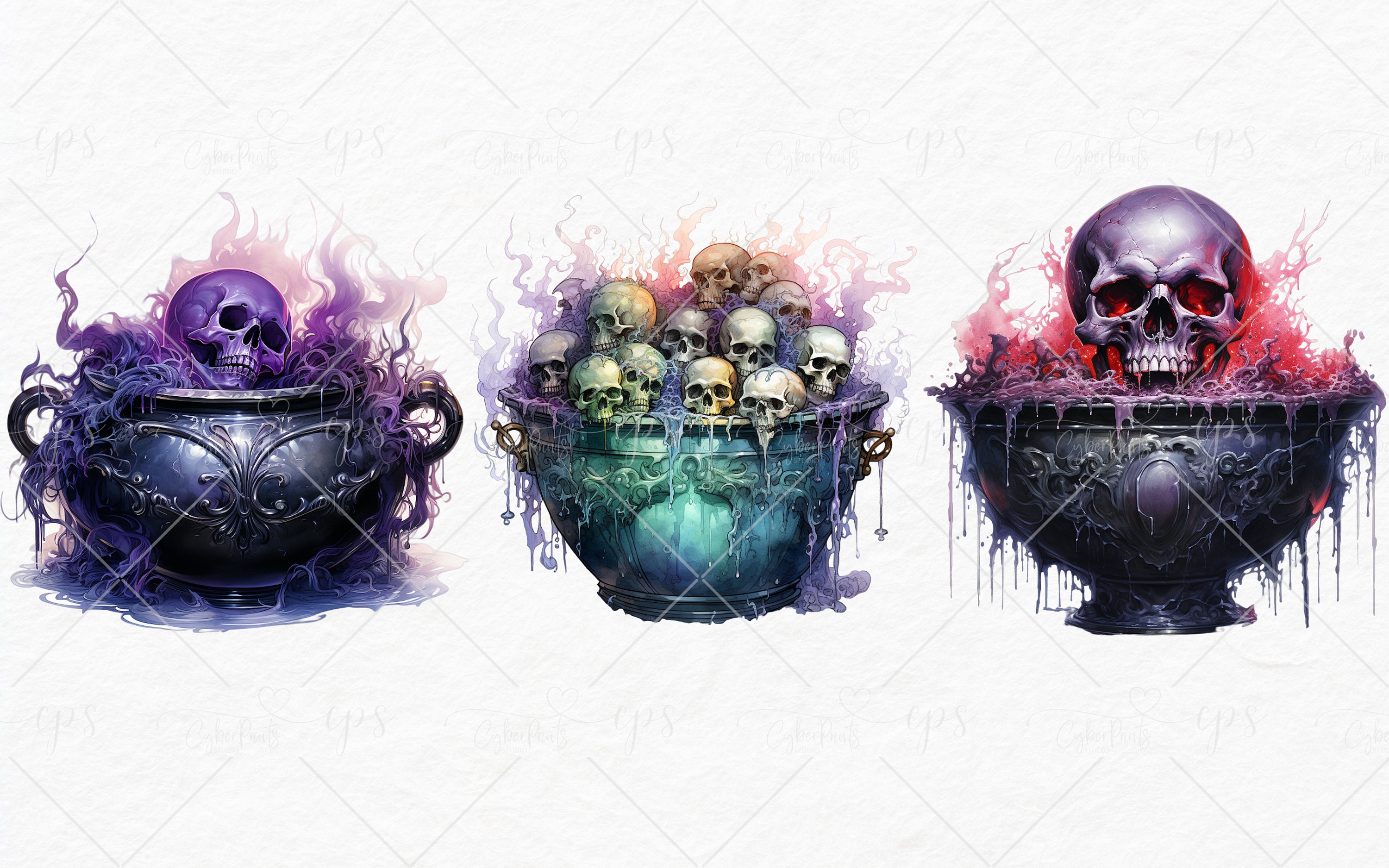 Cauldrons Watercolor Clipart Bundle PNG Fairytale Images, Fantasy ...