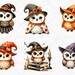Witch Owls Clipart, Halloween Owl Art, Cute Owl, Fall Digital Art ...