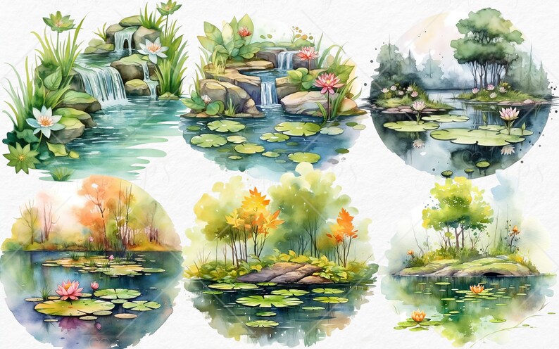 Lillypad Pond Clipart, Lillypad Clipart, Lillypad Flower Clipart Frog ...
