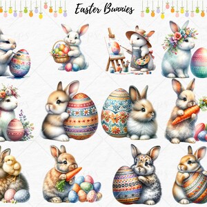 Easter Watercolor Clipart Bundle, PNG Easter Bunny Images, Cute Spring ...