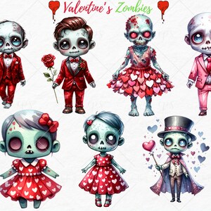 Valentine's Day Zombie Love Clipart, PNG Zombie Printables, Junk ...