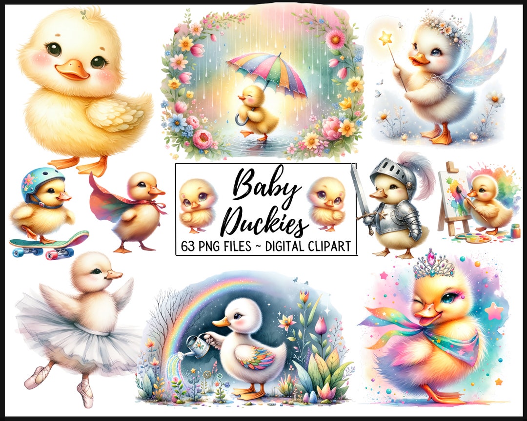 Baby Ducks PNG Chicks Clipart Baby Ducklings PNG Duck Watercolor Baby ...