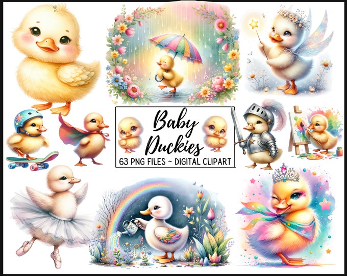 Watercolor Duckling Clipart, Baby Duck Png, Duck Illustration, Duck ...