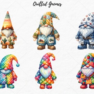 Quilted Gnomes Watercolor Clipart, Whimsicle, Hearts, Cute Whimsical ...