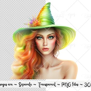Rainbow Witches Clipart Bundle Halloween PNG Images, Fantasy Magical ...