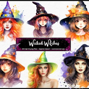Rainbow Witches Clipart Bundle Halloween PNG Images, Fantasy Magical ...