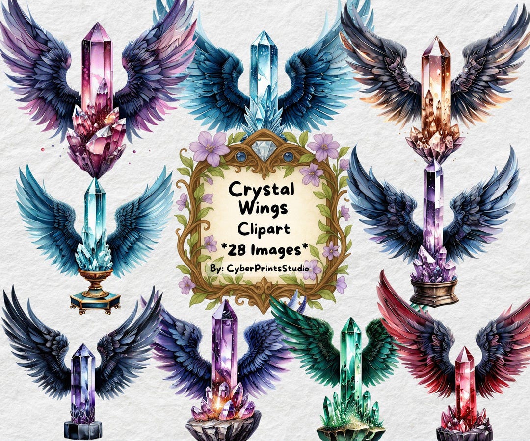 Watercolor Crystal Wings Clipart - 28 Celestial Pngs With Angel Wings ...