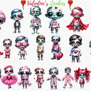 Valentine's Day Zombie Love Clipart, PNG Zombie Printables, Junk ...