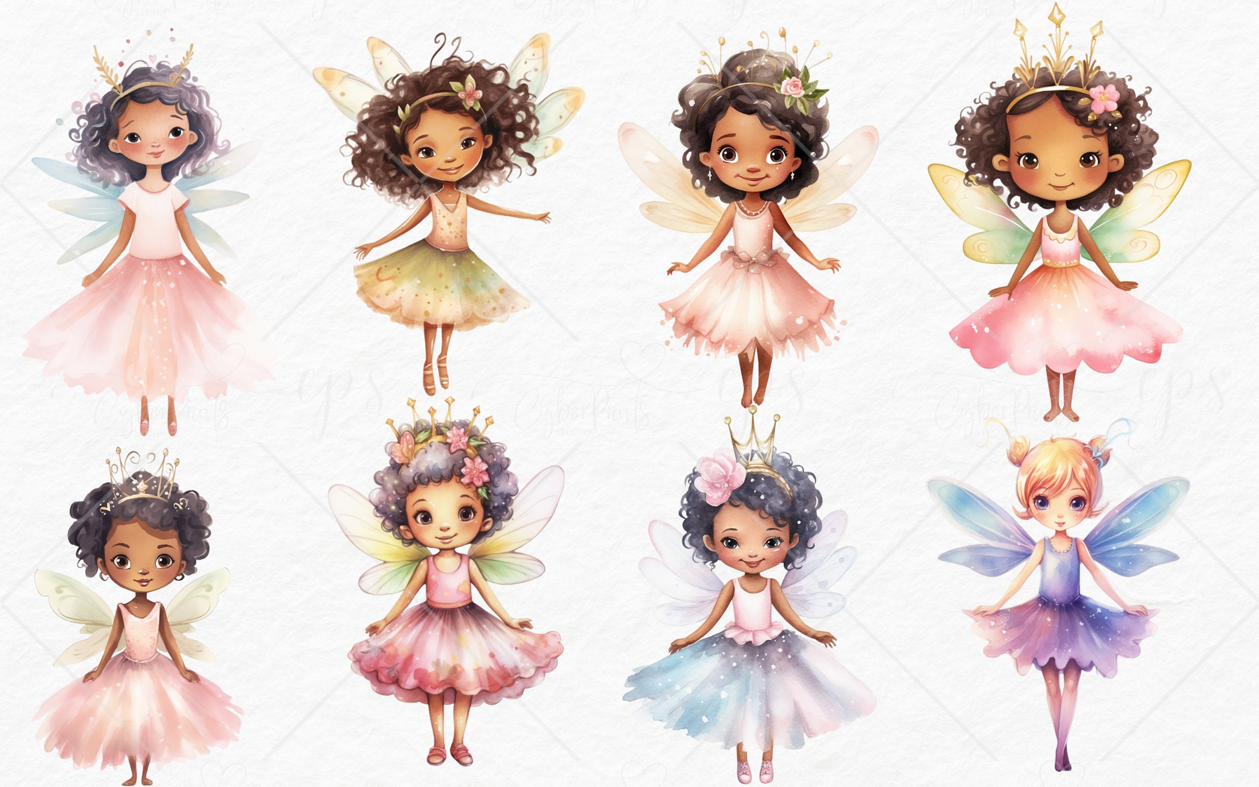 Watercolor Fairies Clipart Fairy Clipart Watercolor Fairies - Etsy