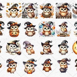 Witch Owls Clipart, Halloween Owl Art, Cute Owl, Fall Digital Art ...
