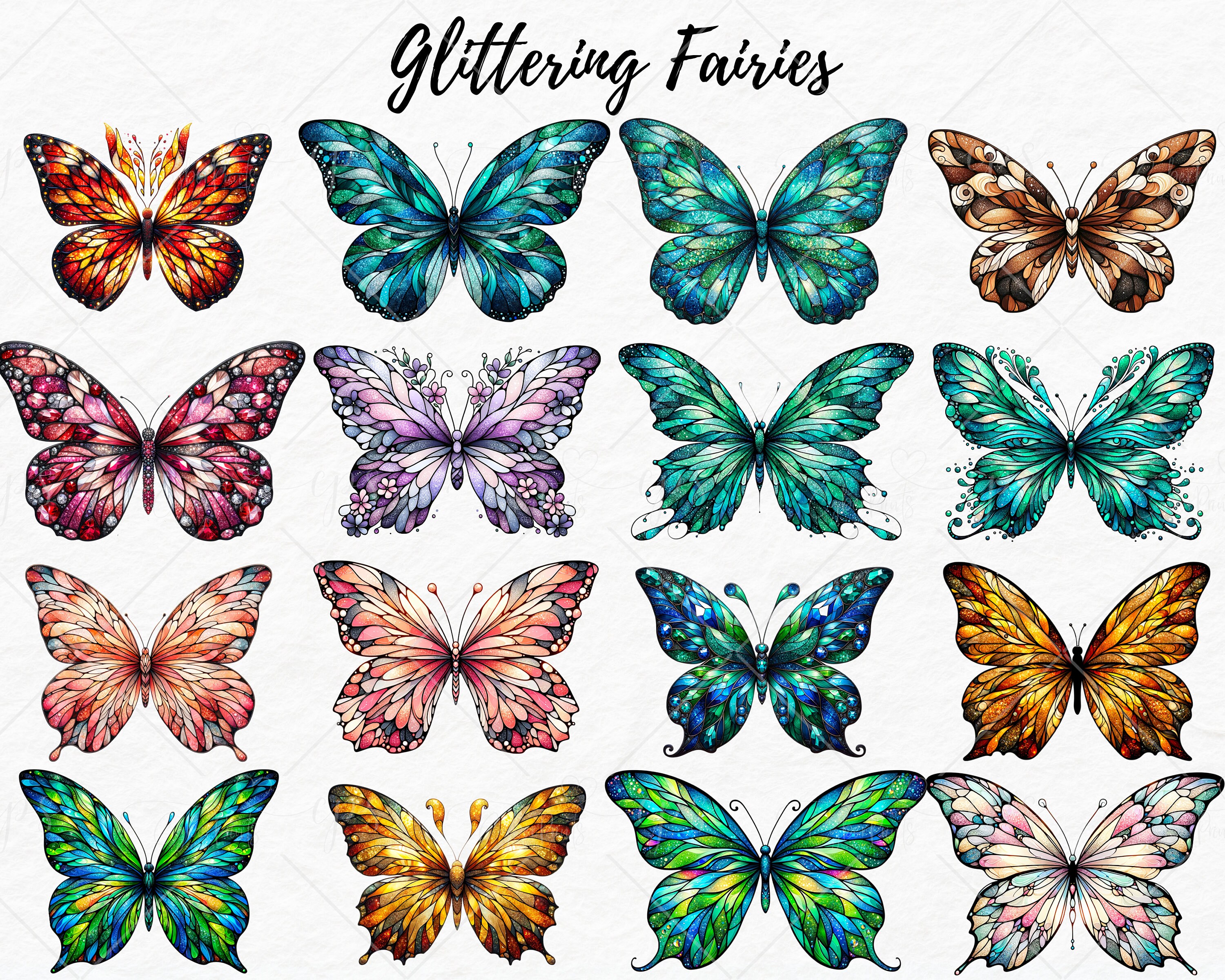 Glitter Butterflies Clipart, Painted Butterfly Clipart, Butterfly ...