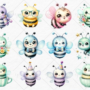 Watercolor Cute Bee Clipart, Bees Clip Art, Cute Animals, Bee Art ...