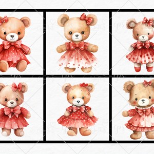 Watercolor Teddy Bear, Teddy in Dress, Cute Adorable Teddybear, Instant ...