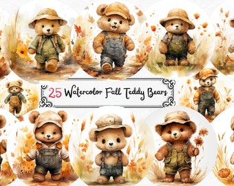 Watercolor Teddy Bear PNG Clipart Bundle Teddy Bear PNG Digital Images ...