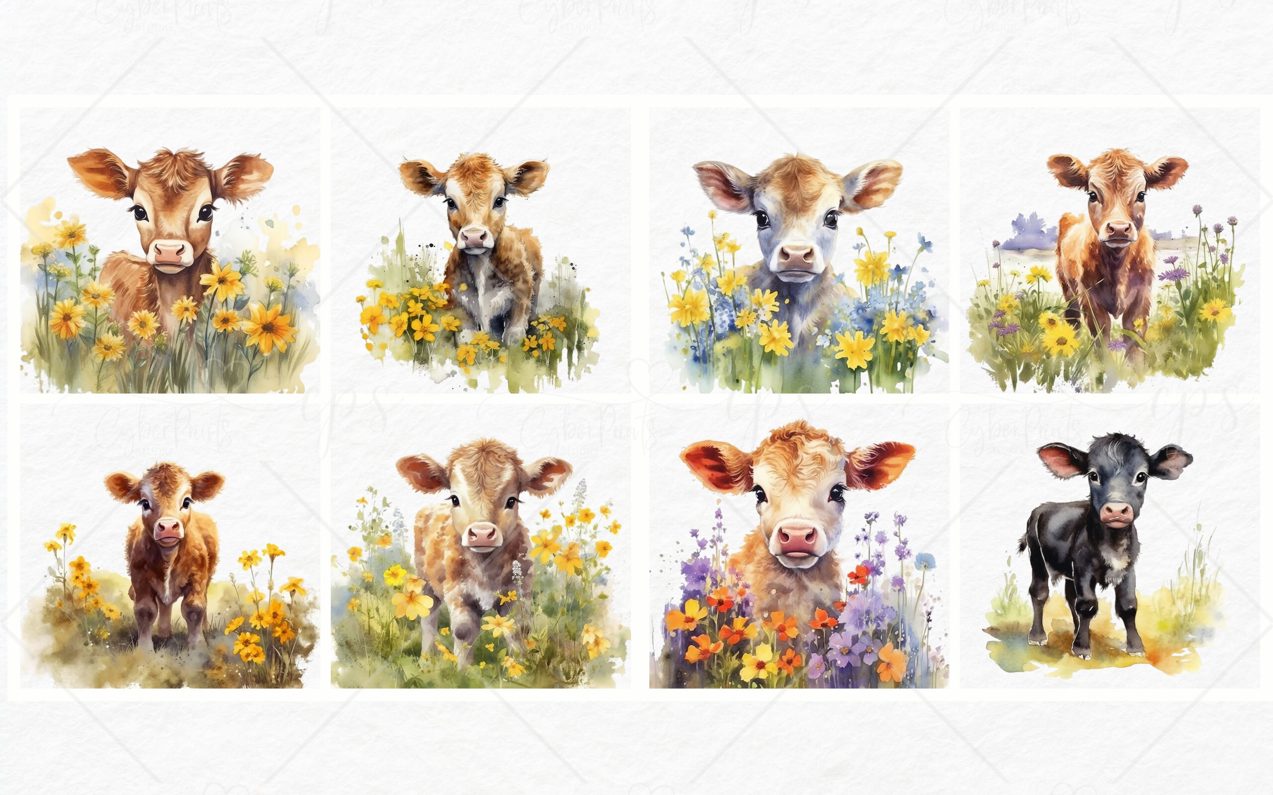 Watercolor Cow Clipart Calf Clipart Cow Sublimation Designs - Etsy