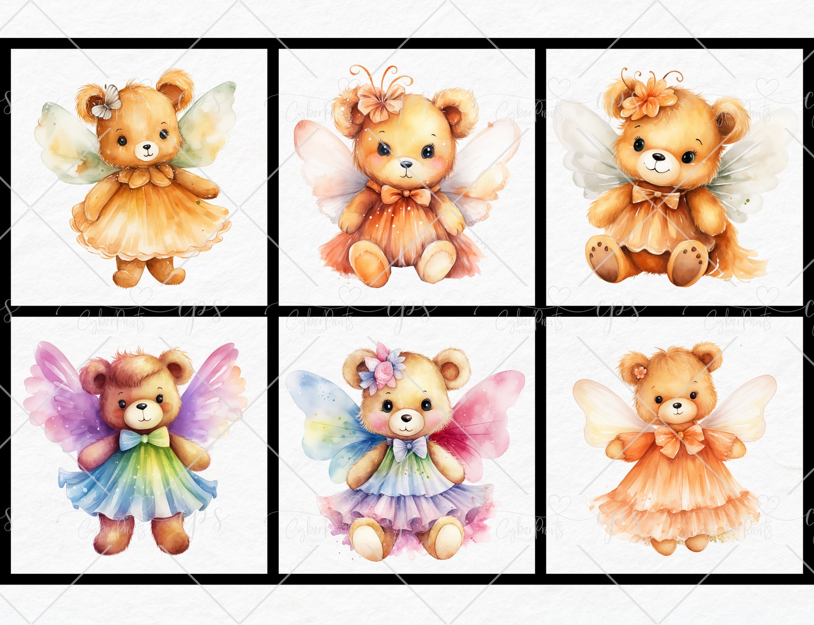 Watercolor Fairy Teddy Bear, Teddy With Wings, Fantasy Teddybear, Bear ...