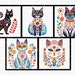 Vibrant Catclipart, Colorful Cat PNG, Detailed Cat, Floral Kitten PNG ...