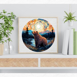 Starry Night Bears, Bears Clipart, Van Gogh Bears, Forest Animals PNG Format Instant Download ...