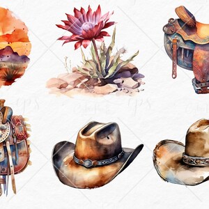 Watercolor Western Clipart - Cowboy Clipart Texas Cowboy Ranch PNG ...