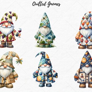 Quilted Gnomes Watercolor Clipart, Whimsicle, Hearts, Cute Whimsical ...