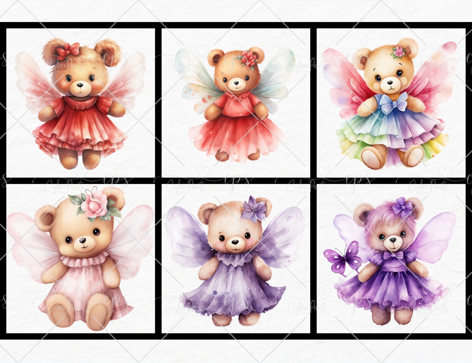 Watercolor Fairy Teddy Bear, Teddy With Wings, Fantasy Teddybear, Bear ...