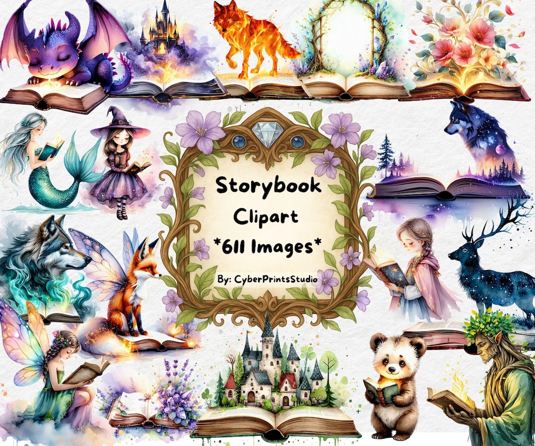 Watercolor Storybook Clipart Bundle - 611 Fantasy Book Illustrations ...