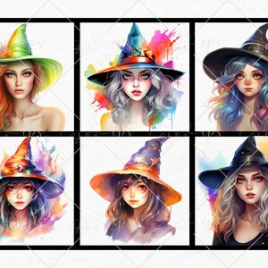 Rainbow Witches Clipart Bundle Halloween PNG Images, Fantasy Magical ...