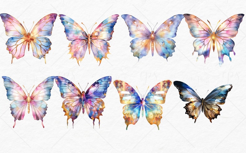 Gold Foil Butterflies Clipart, Painted Butterfly Clipart, Butterfly ...