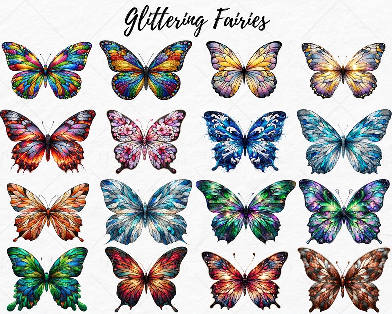 Glitter Butterflies Clipart, Painted Butterfly Clipart, Butterfly ...