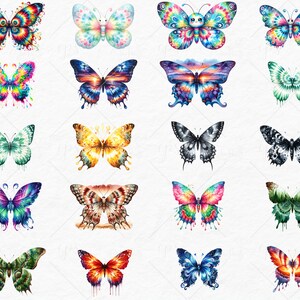 Tie Dye Watercolor Butterflies Clipart - Psychedelic Trippy Fantasy ...