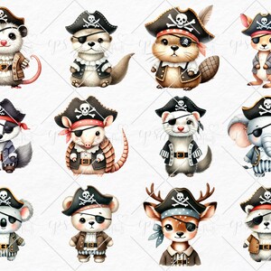 Pirate Animals Clipart - Cute Pirate Critters PNG - Digital Download ...