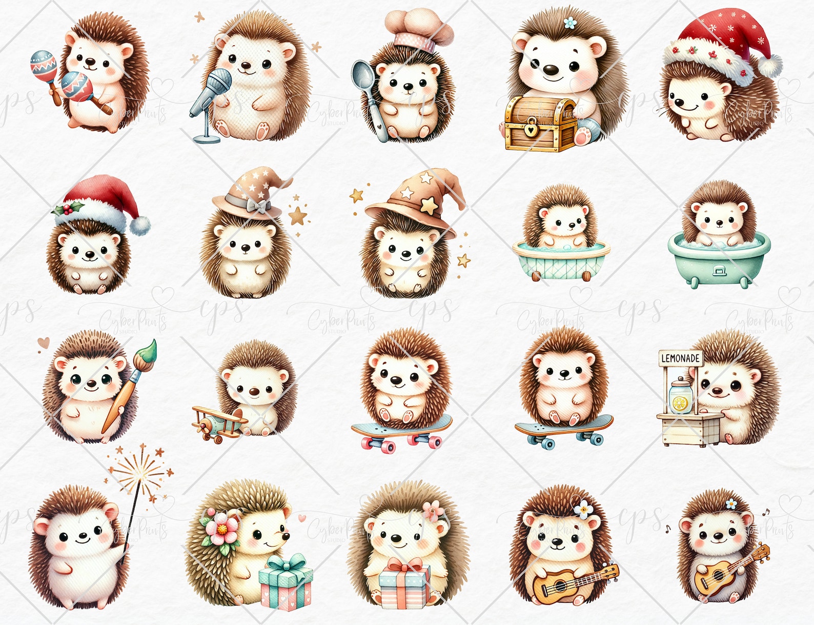 Cute Hedgehogs Clipart, Hedgehog Clipart Bundle, Hedgehog PNG, Cute ...